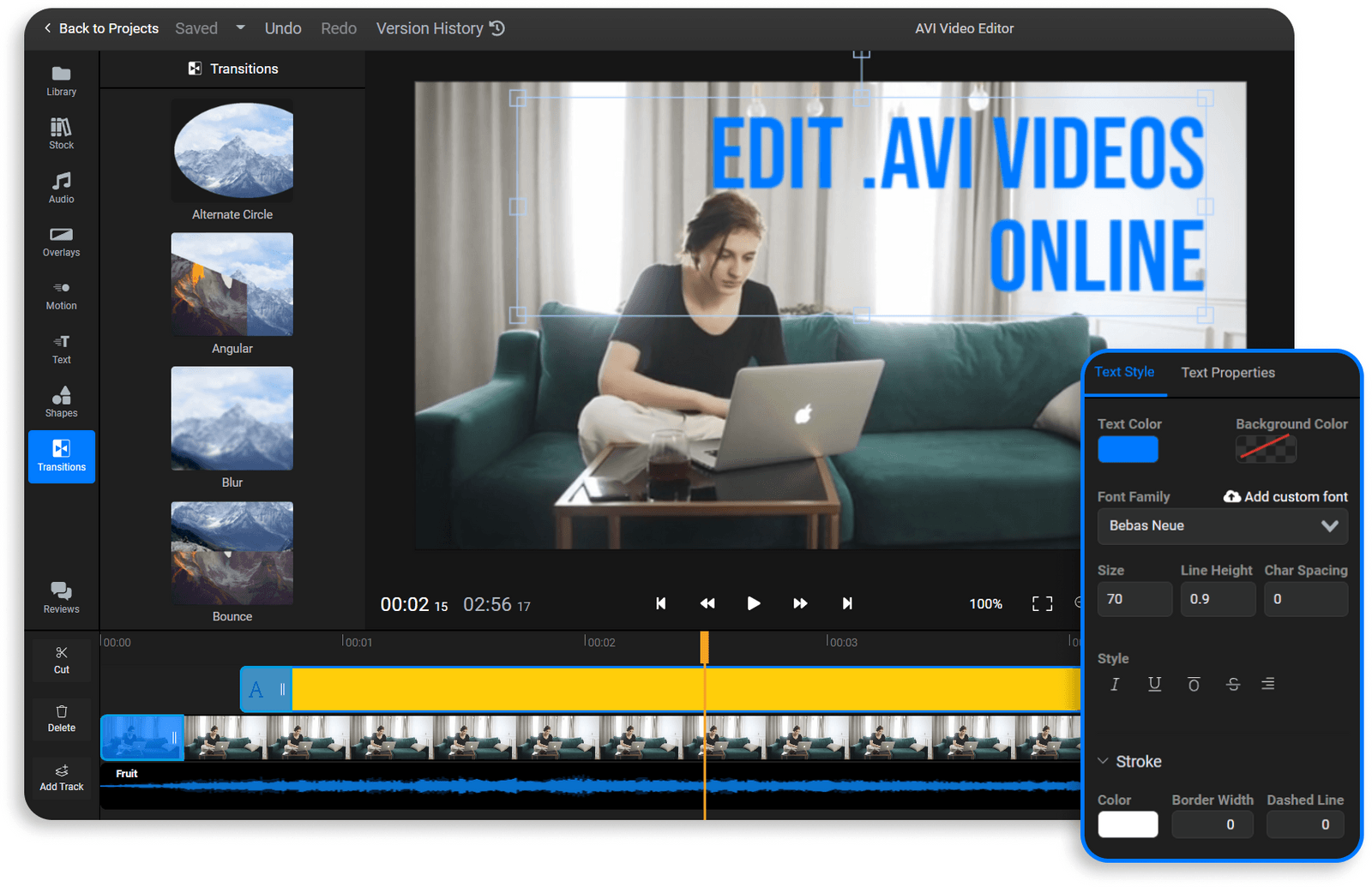 Editar AVI | Um editor de vídeo AVI rápido e fácil online | Flixier