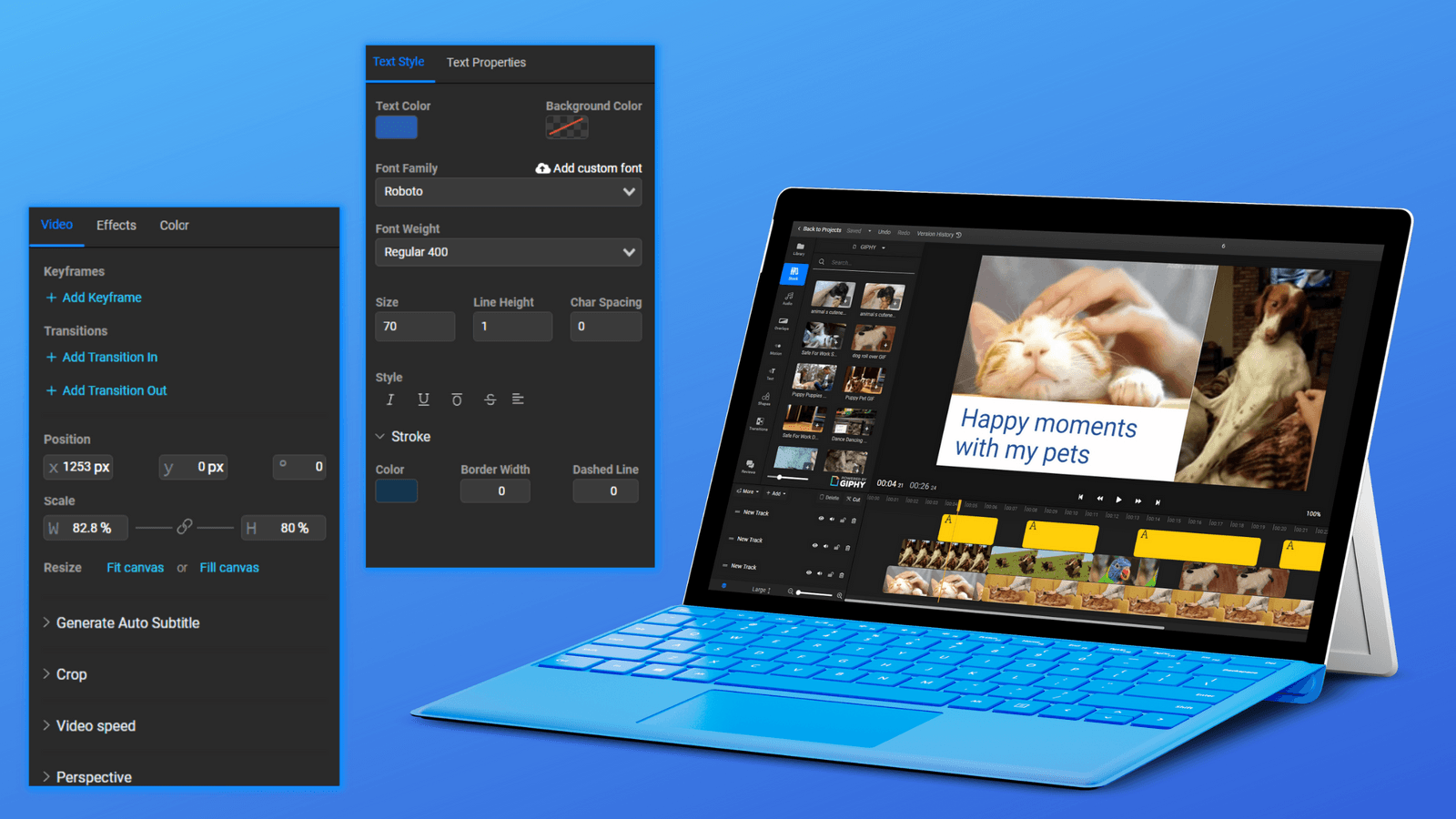 Schnelles Hinzufügen von Text zu GIFs - Flixier