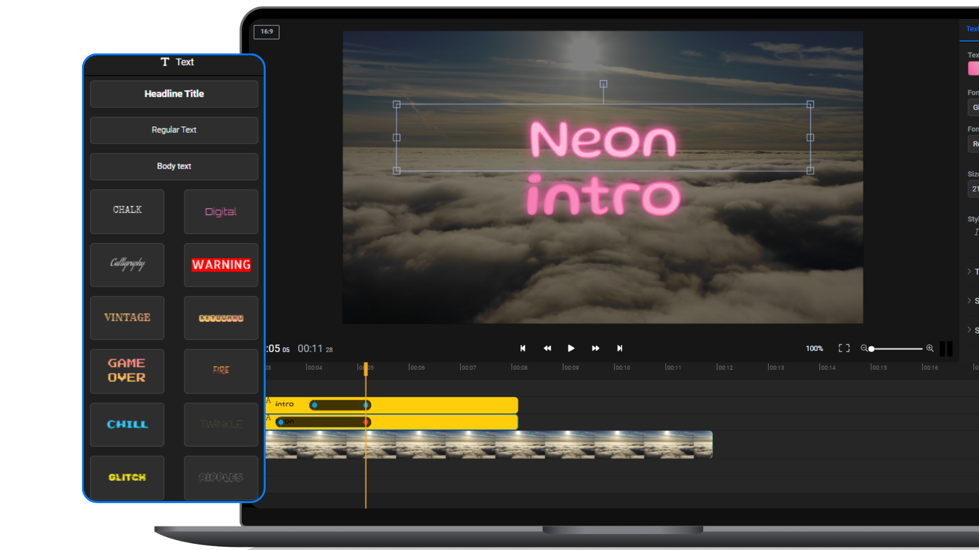 Create a Neon Intro Online for Videos | Flixier