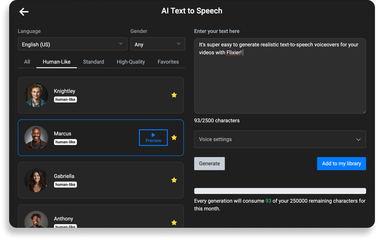 AI Voice Over - Generate AI voice overs for your videos easily - Flixier