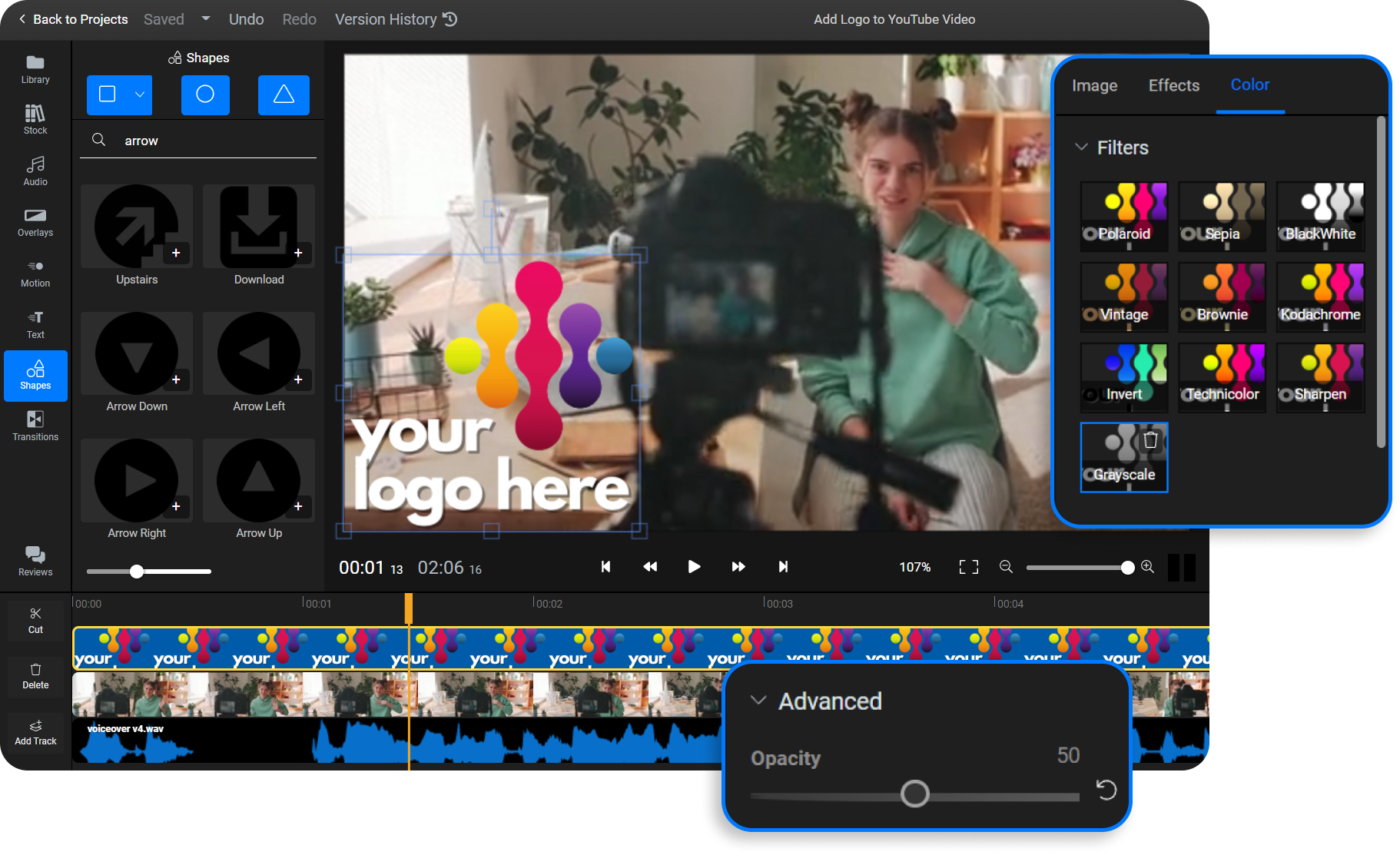 Add watermark or logo to YouTube video | Fast & Easy | Flixier