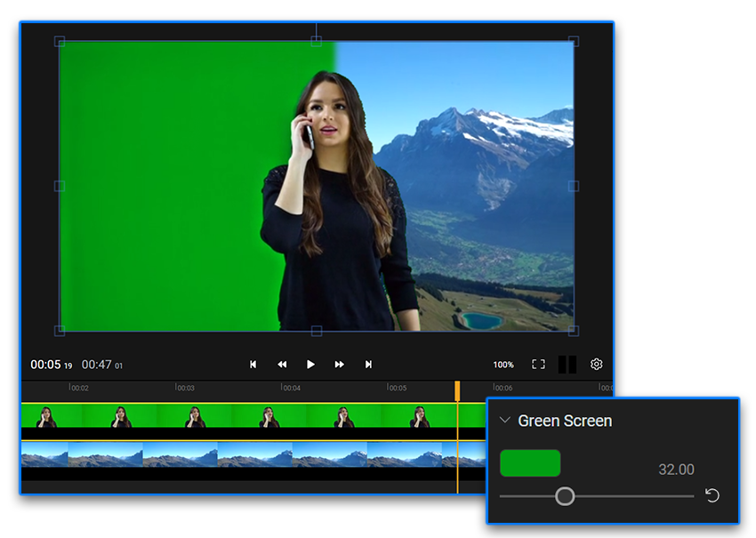 Chroma key video editor | Video background changer | Flixier