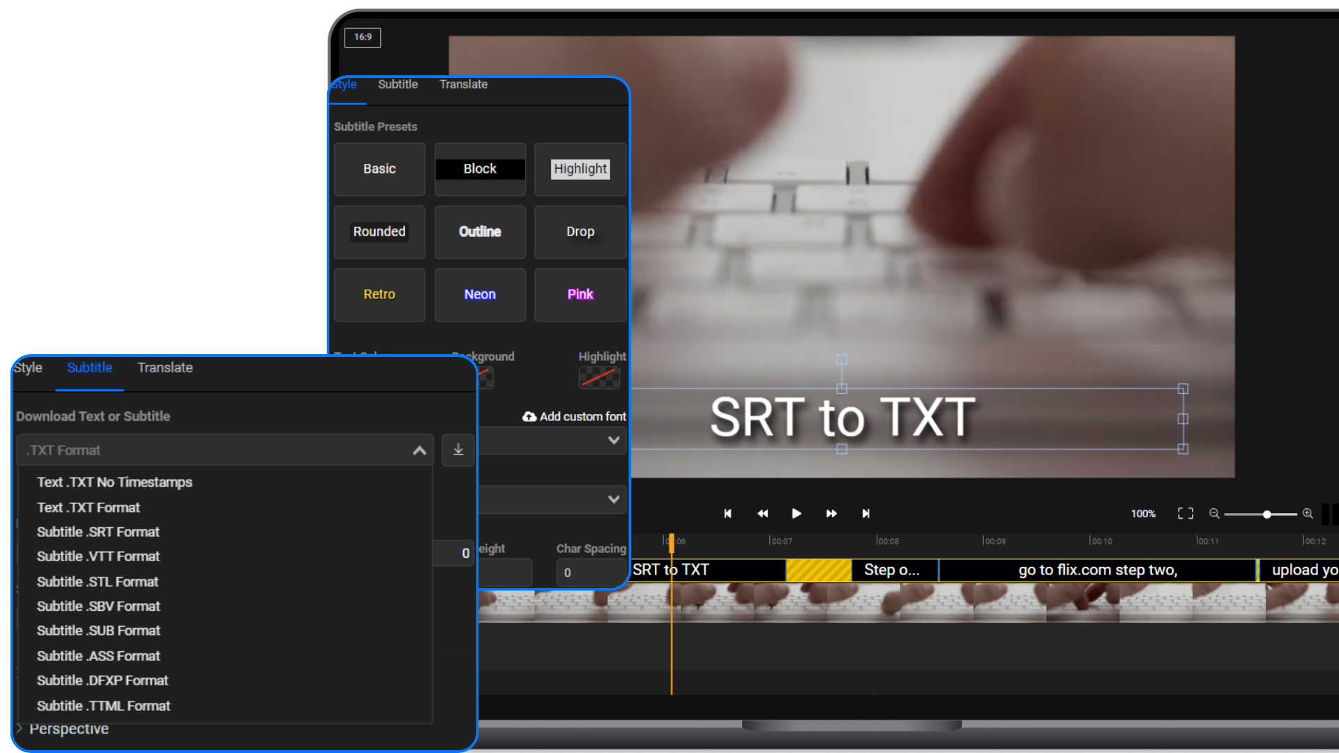 SRT to TXT - Convert SRT subtitles to text files - Flixier