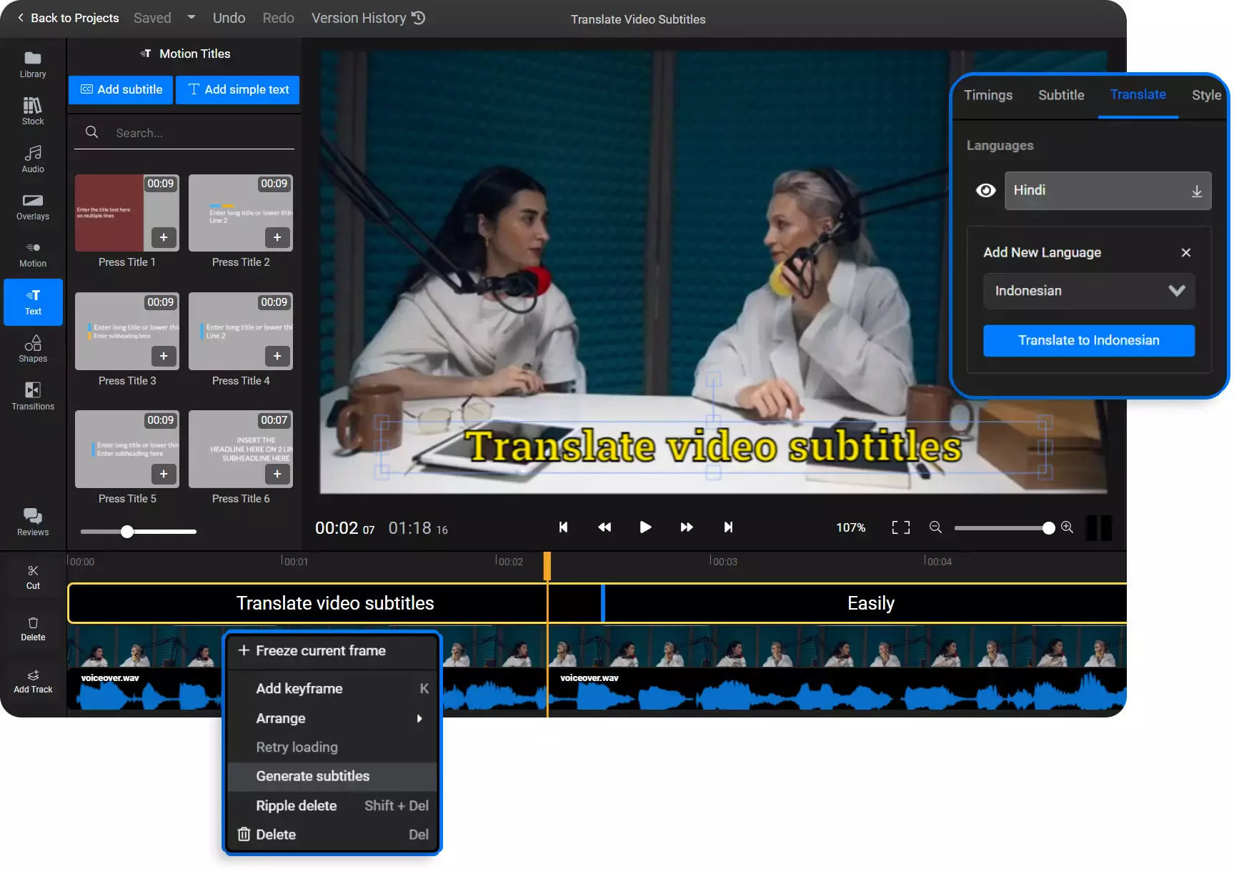 Online Subtitle Translator | Edit & Translate Subtitles - Flixier