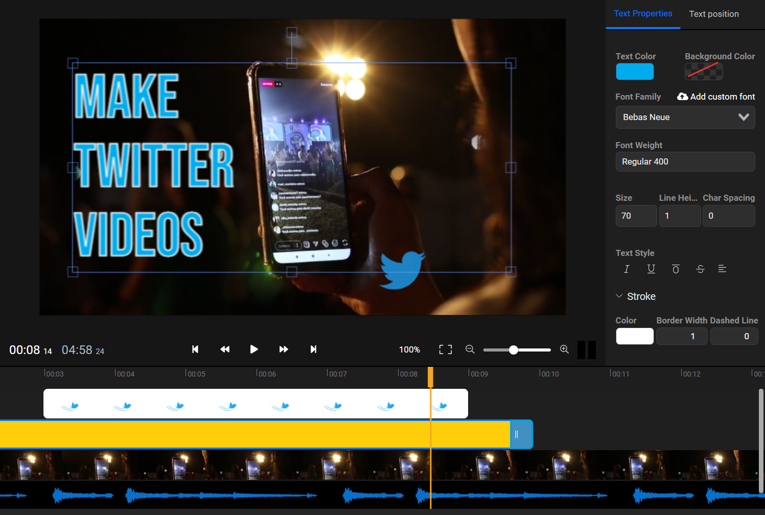 Twitter Video Editor - Make Twitter Videos Online - Flixier
