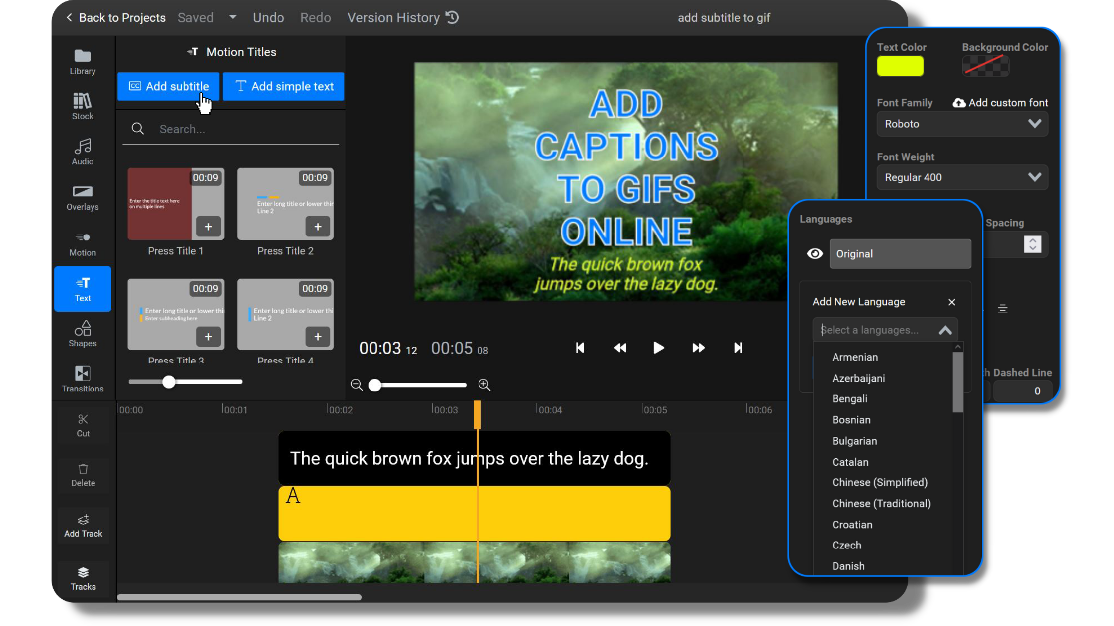 Caption GIF Content with Flixier - Fast and Easy Online Editor