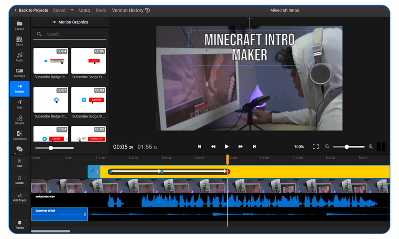 Criador de Intros do Minecraft | Fácil e Online - Flixier